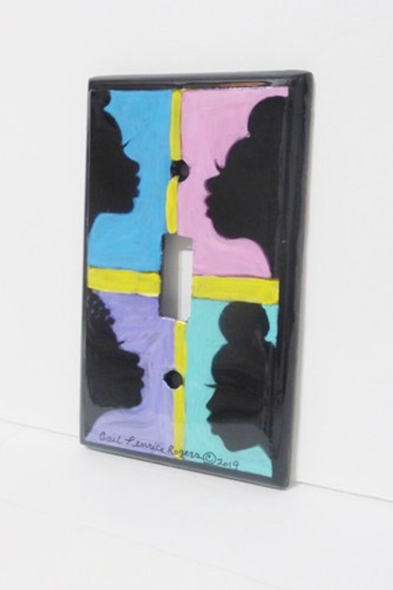 Four Elegant Silhouetted Women Afrocentric Hand Painted Light Switch ...