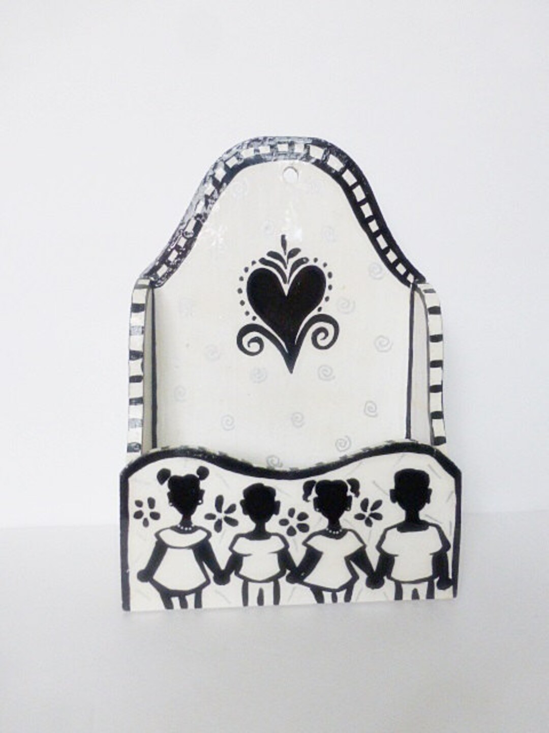 Letter Holder "the Family" Hand Painted Wooden Wall Hanging Black and ...