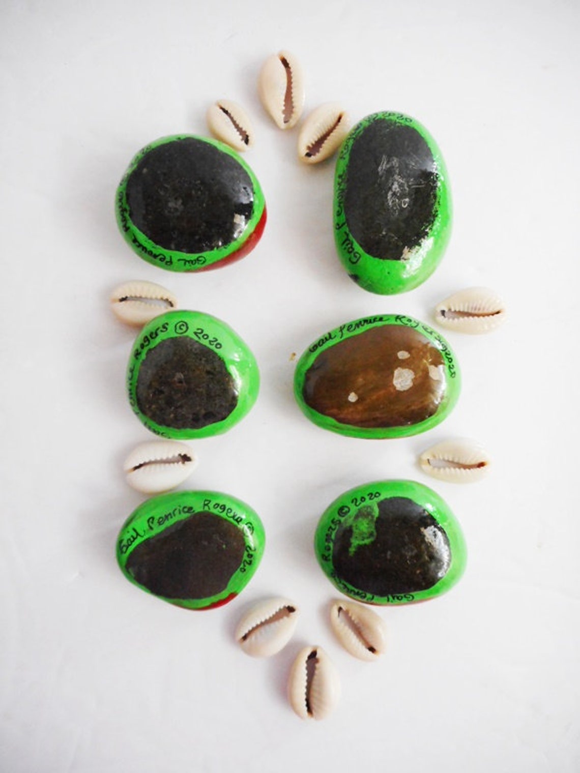 A Family of Six Afrocentric Gifts Hand Painted Pebbles - Etsy