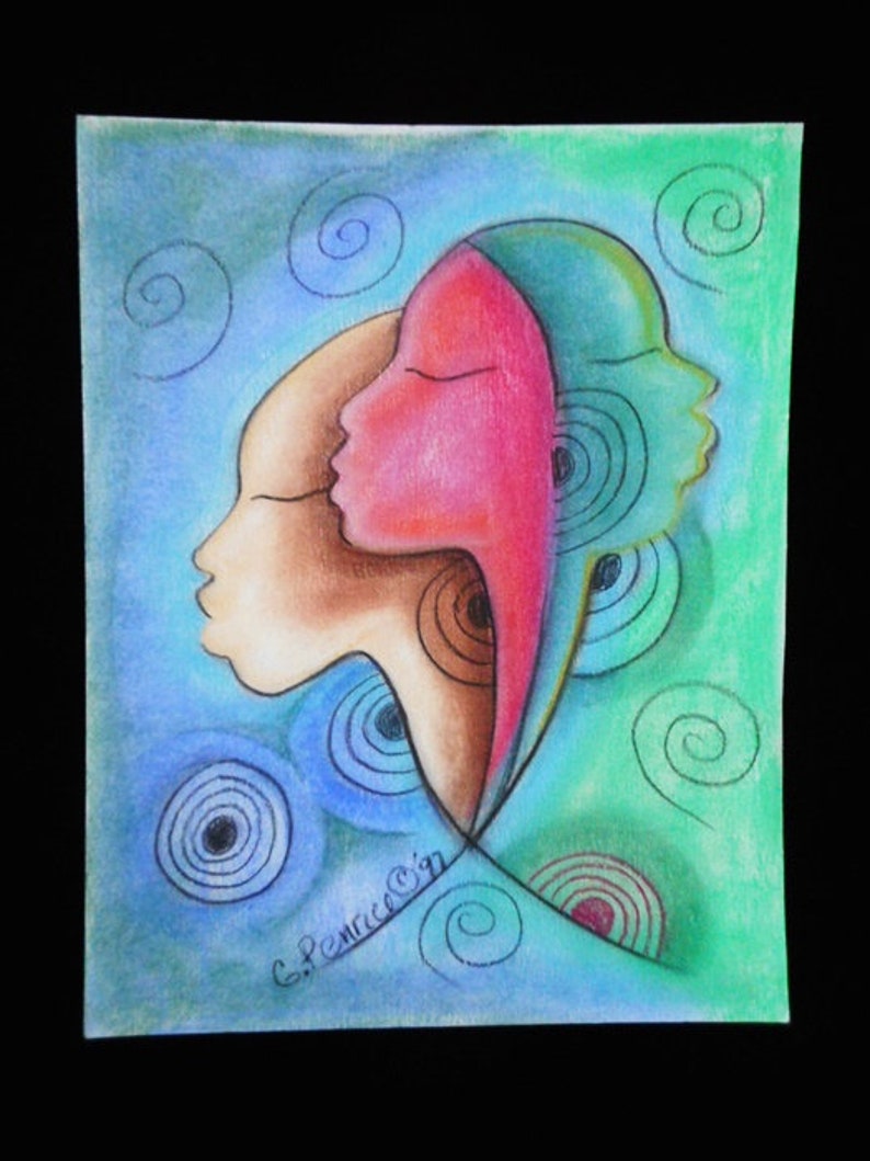 Transitional Faces Pastel Drawing Reproduction Print - Etsy