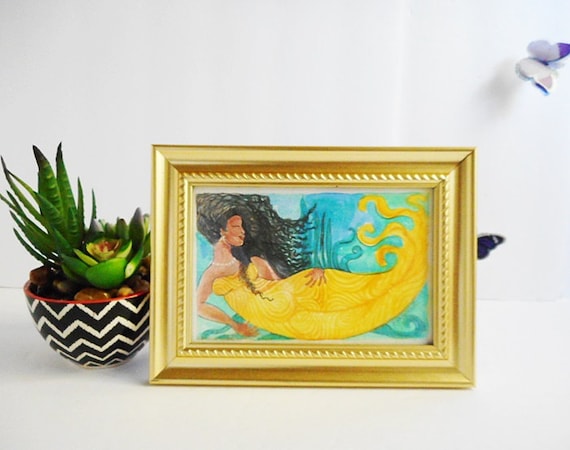 4 X 6 Watercolor Art Prints yellow Mermaid | Etsy