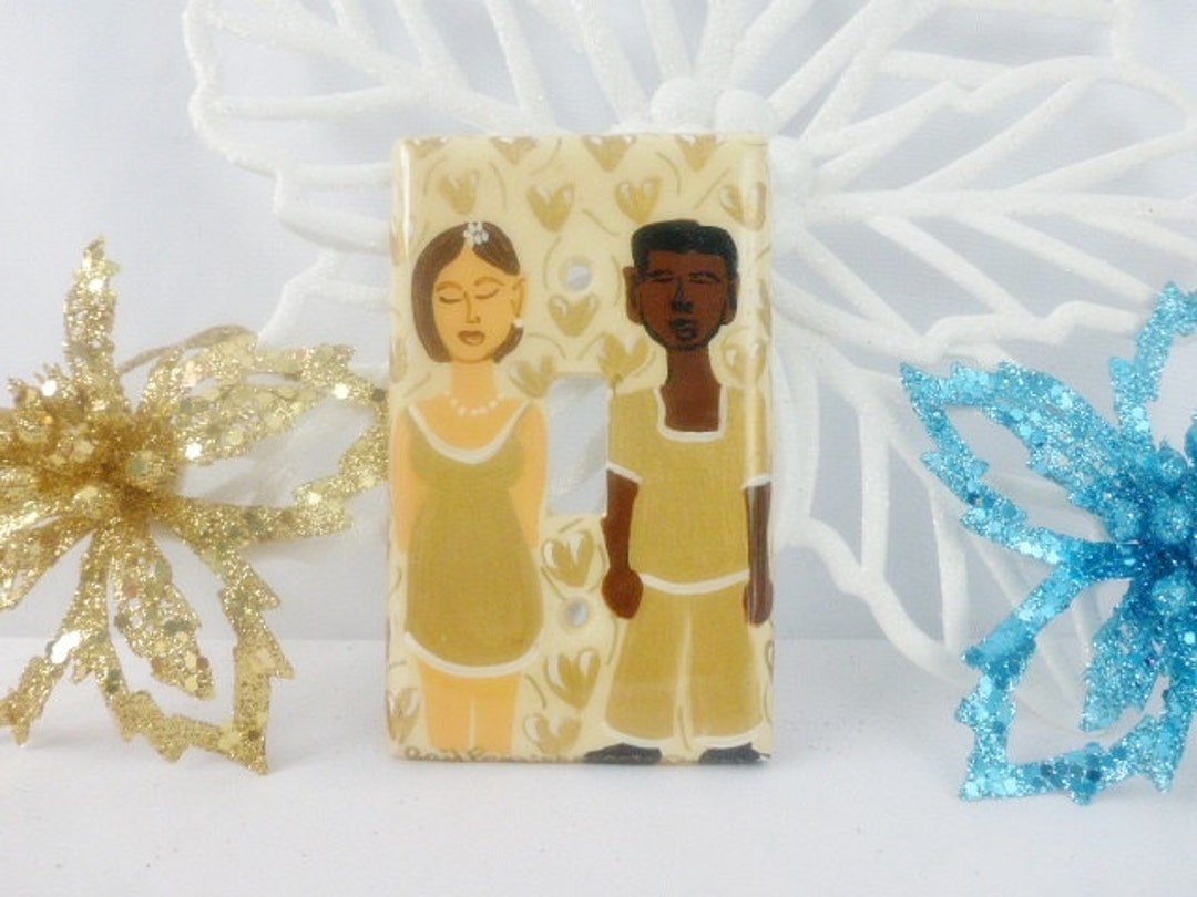 Couple in Love Hand Painted Light Switch Cover Afrocentric Home Decor ...