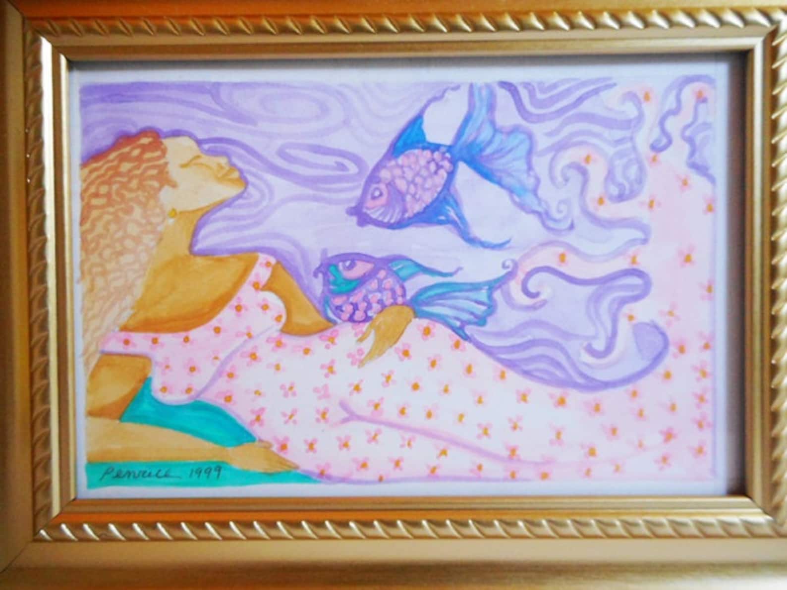 Pisces Mermaid Fantasy Wall Art Watercolor 4 X 6 Reproduction - Etsy