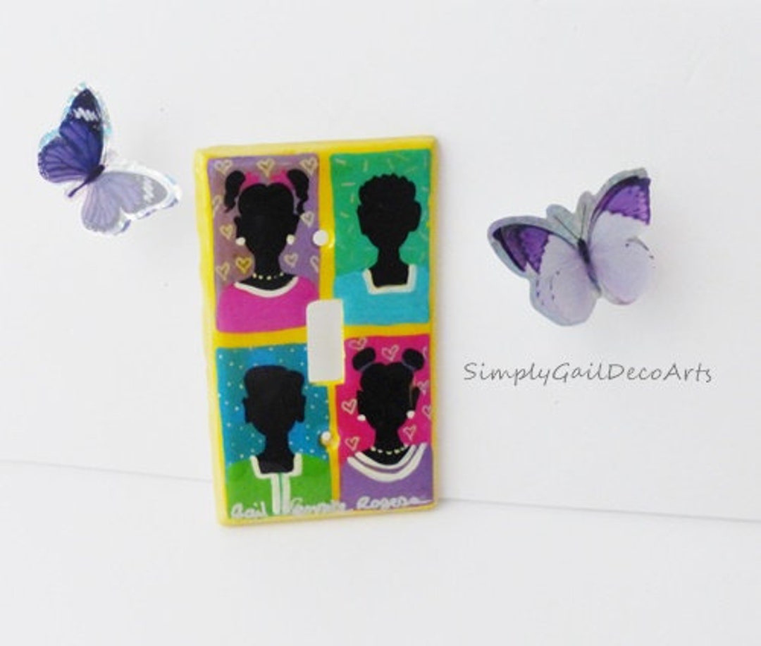 African American Children, Hand Painted Light Switch Cover, Black Kids ...