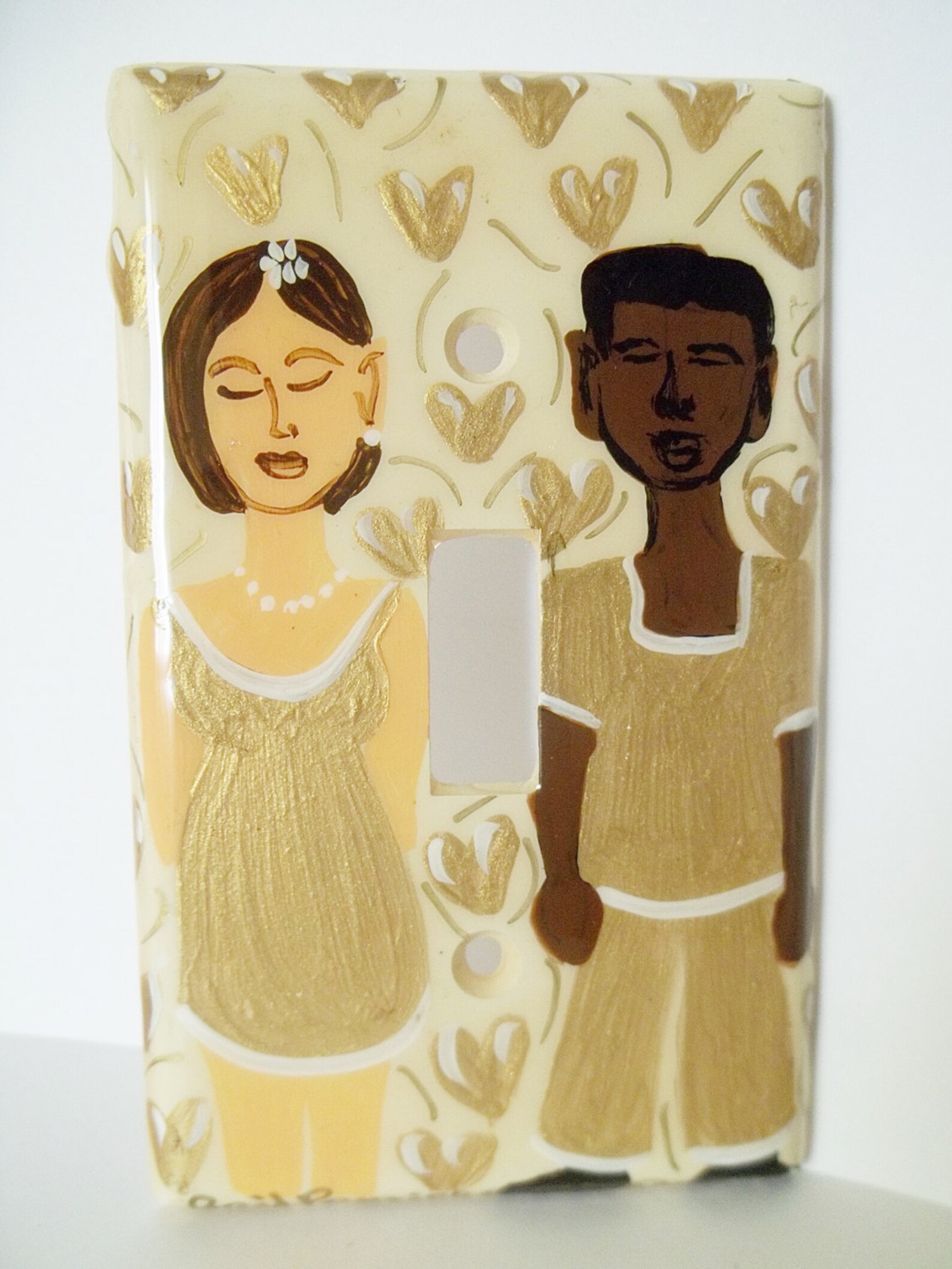 Couple in Love Hand Painted Light Switch Cover Afrocentric Home Decor ...