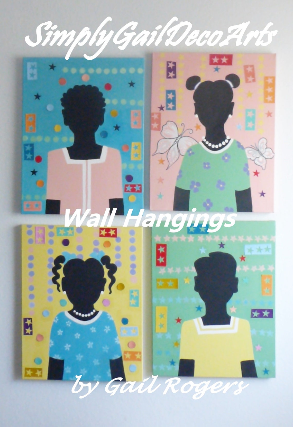 Silhouette Children's Room Wall Art Acrylic Paintings Afrocentric Home ...