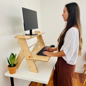 Minimal Wood Standing Desk Converter, Convertible Standing Desk, Desk ...