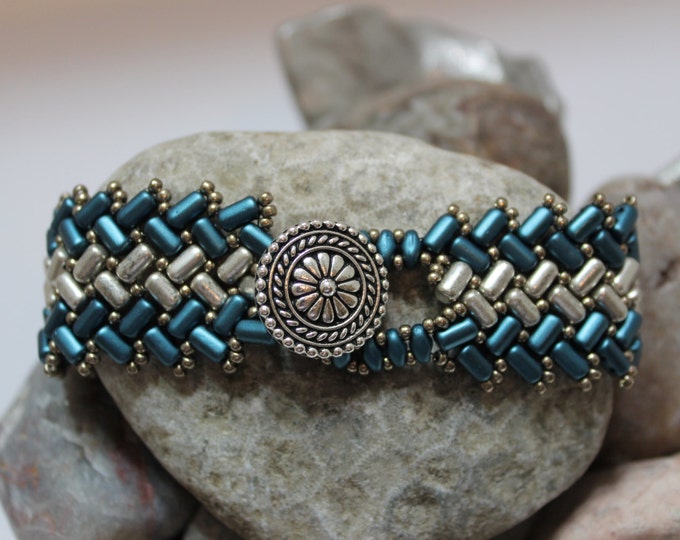Rulla Herringbone Bracelet Cuff Bracelet Bead Weaving - Etsy
