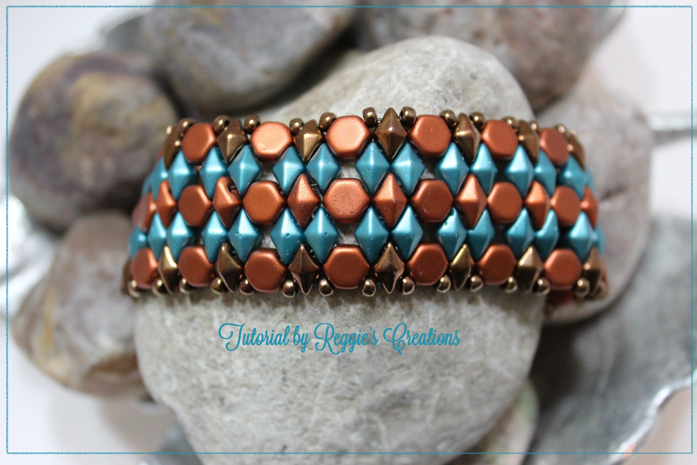 Tutorial ~ Czech Honeycomb and Diamonduo Wide Cuff Bracelet by Reggie's ...