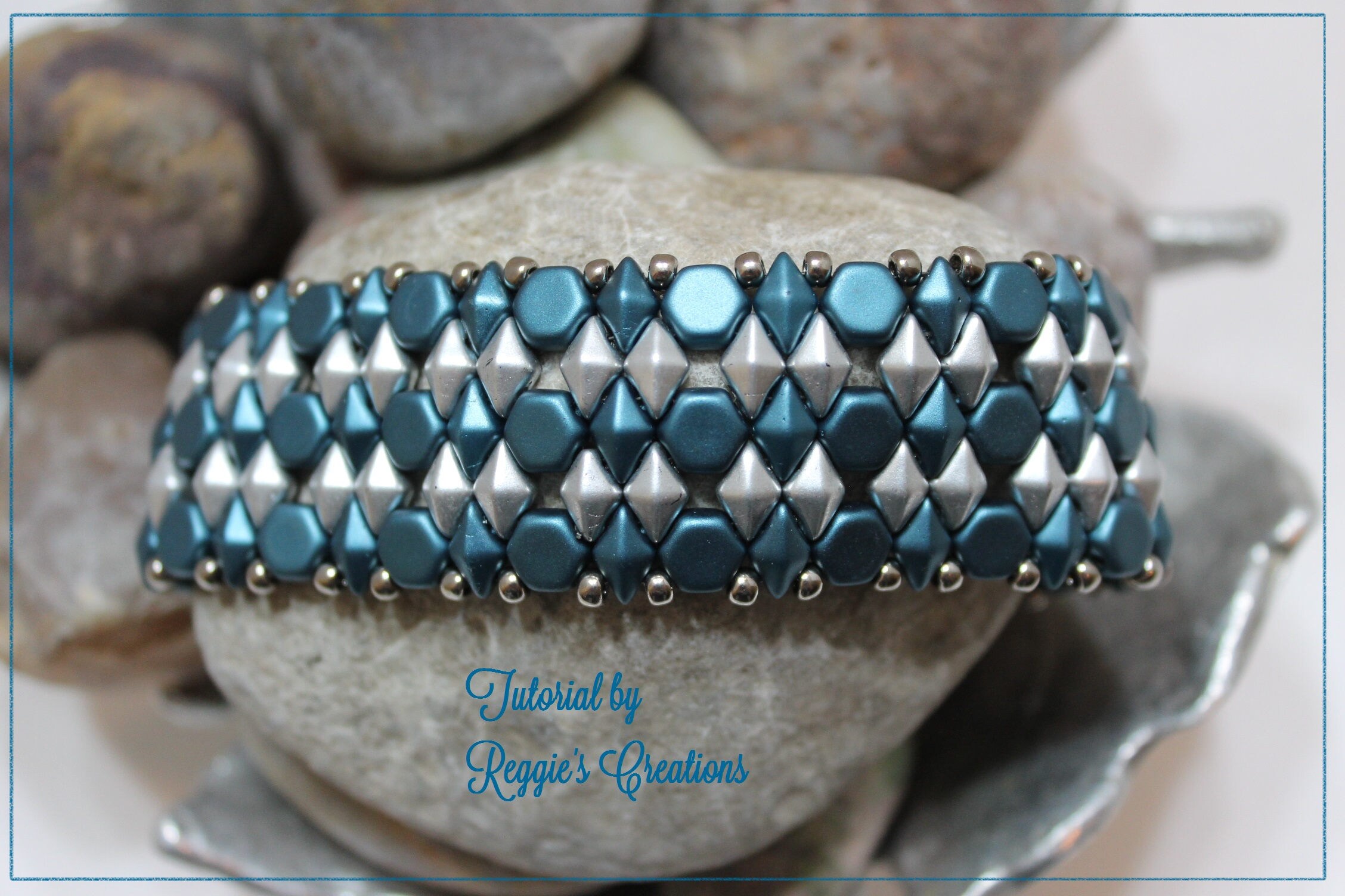 Tutorial ~ Czech Honeycomb and Diamonduo Wide Cuff Bracelet by Reggie's ...