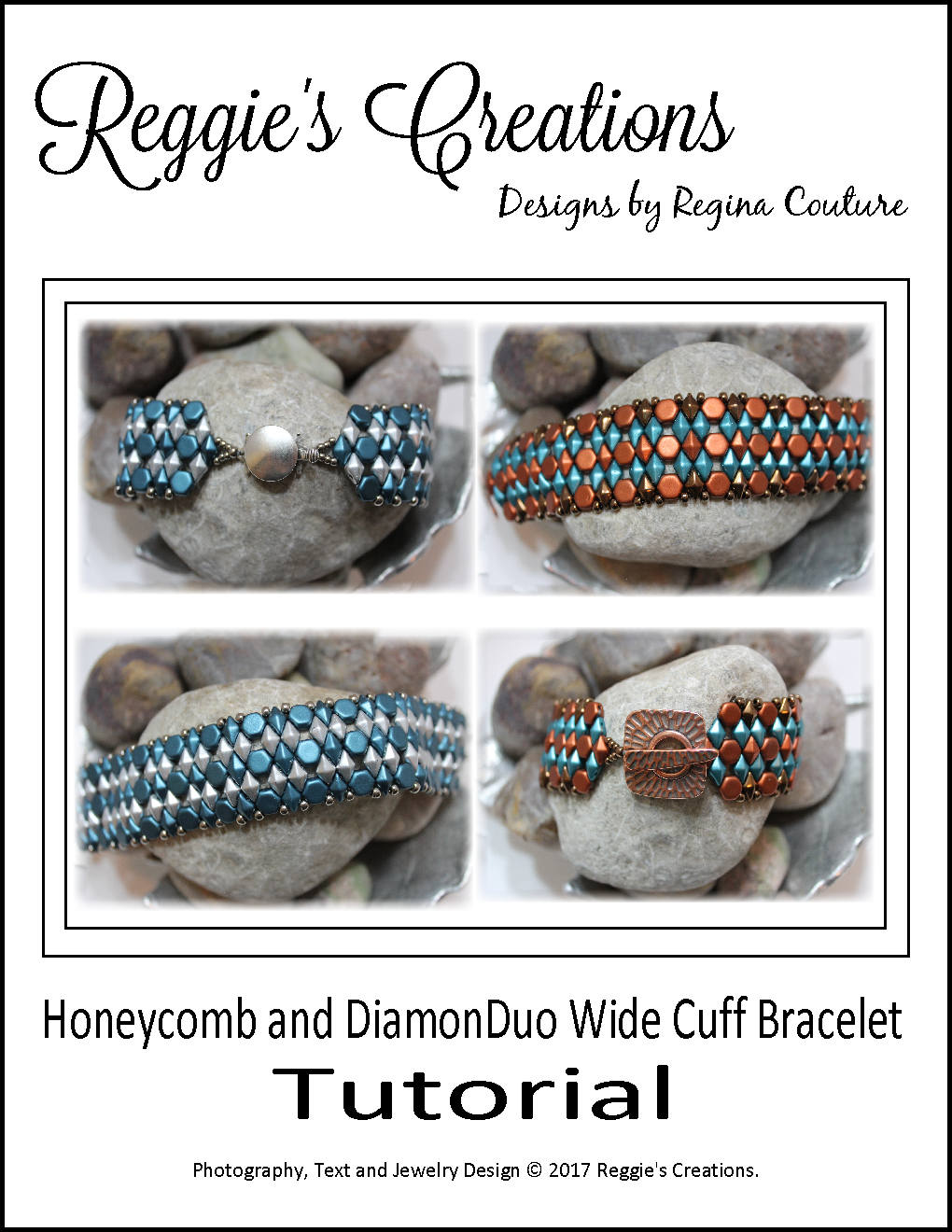 Tutorial ~ Czech Honeycomb and Diamonduo Wide Cuff Bracelet by Reggie's ...