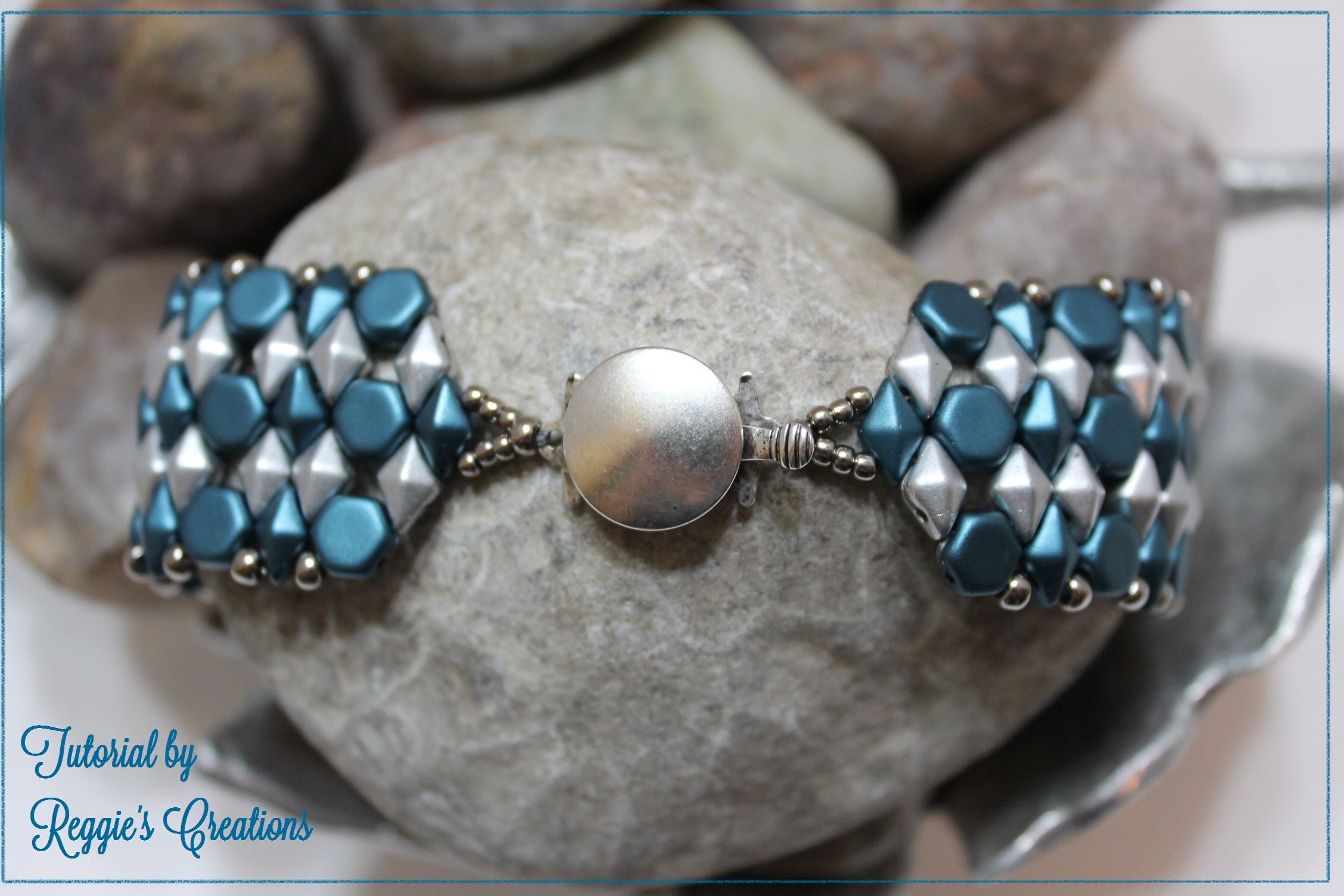 Tutorial ~ Czech Honeycomb and Diamonduo Wide Cuff Bracelet by Reggie's ...