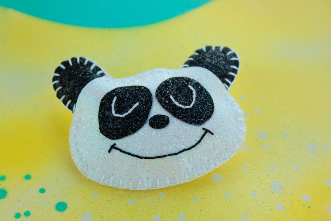 Sparkly Panda Badge / Brooch / Pin Made With Glitter Fabric and Felt - Etsy