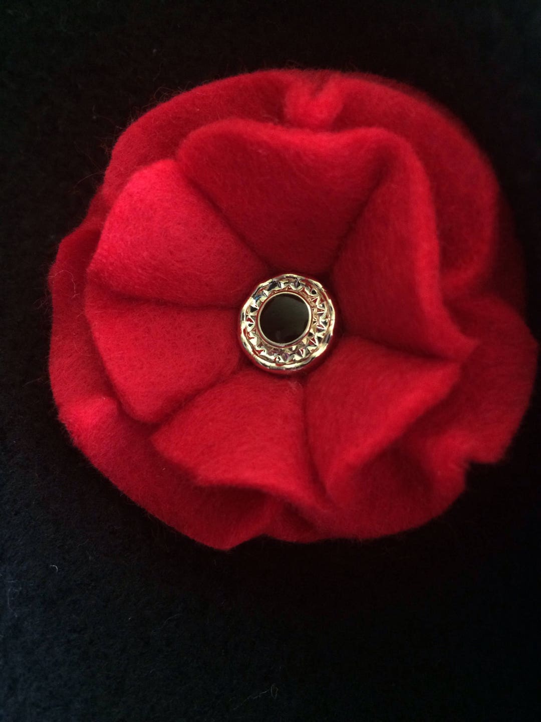 Poppy Brooch With Button Centre. Approximate Diameter 2 Inch . - Etsy