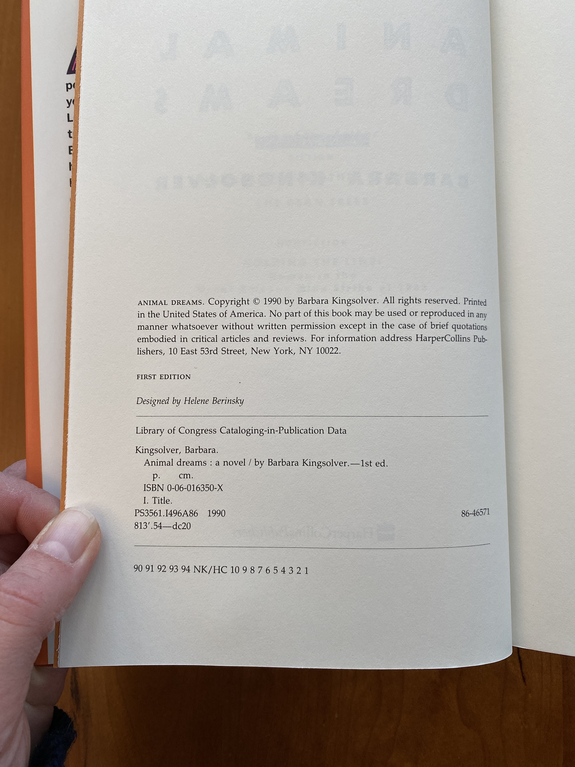 Animal Dreams by Barbara Kingsolver - Harper Collins First Edition ...