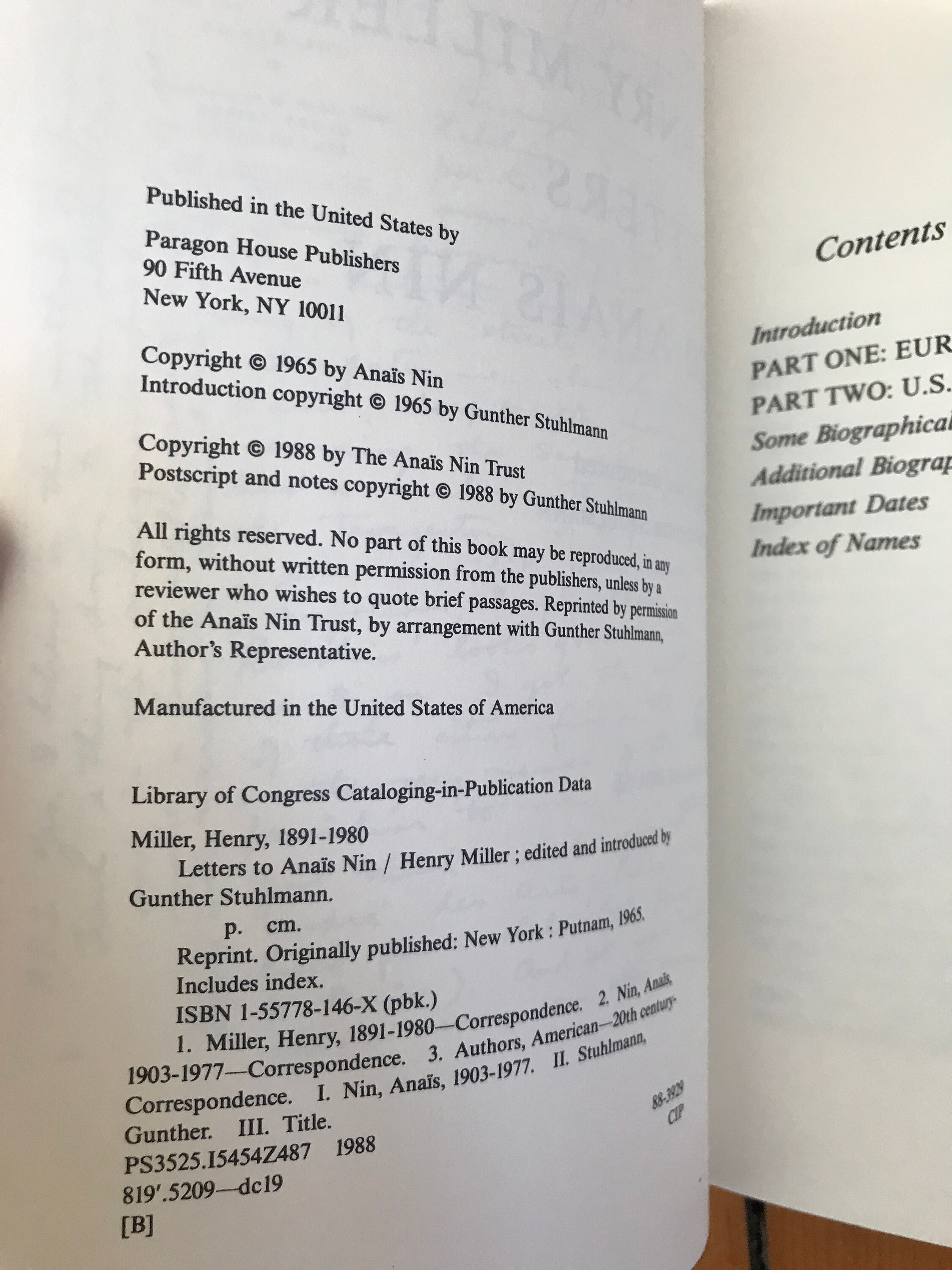 Henry Miller Anais Nin Letters