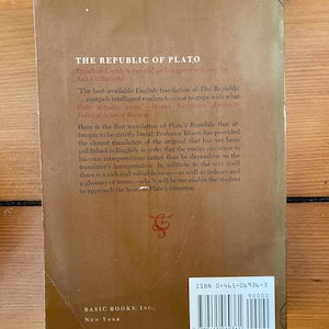 The Republic of Plato - Allan Bloom - 1968 Basic Books Paperback - Etsy