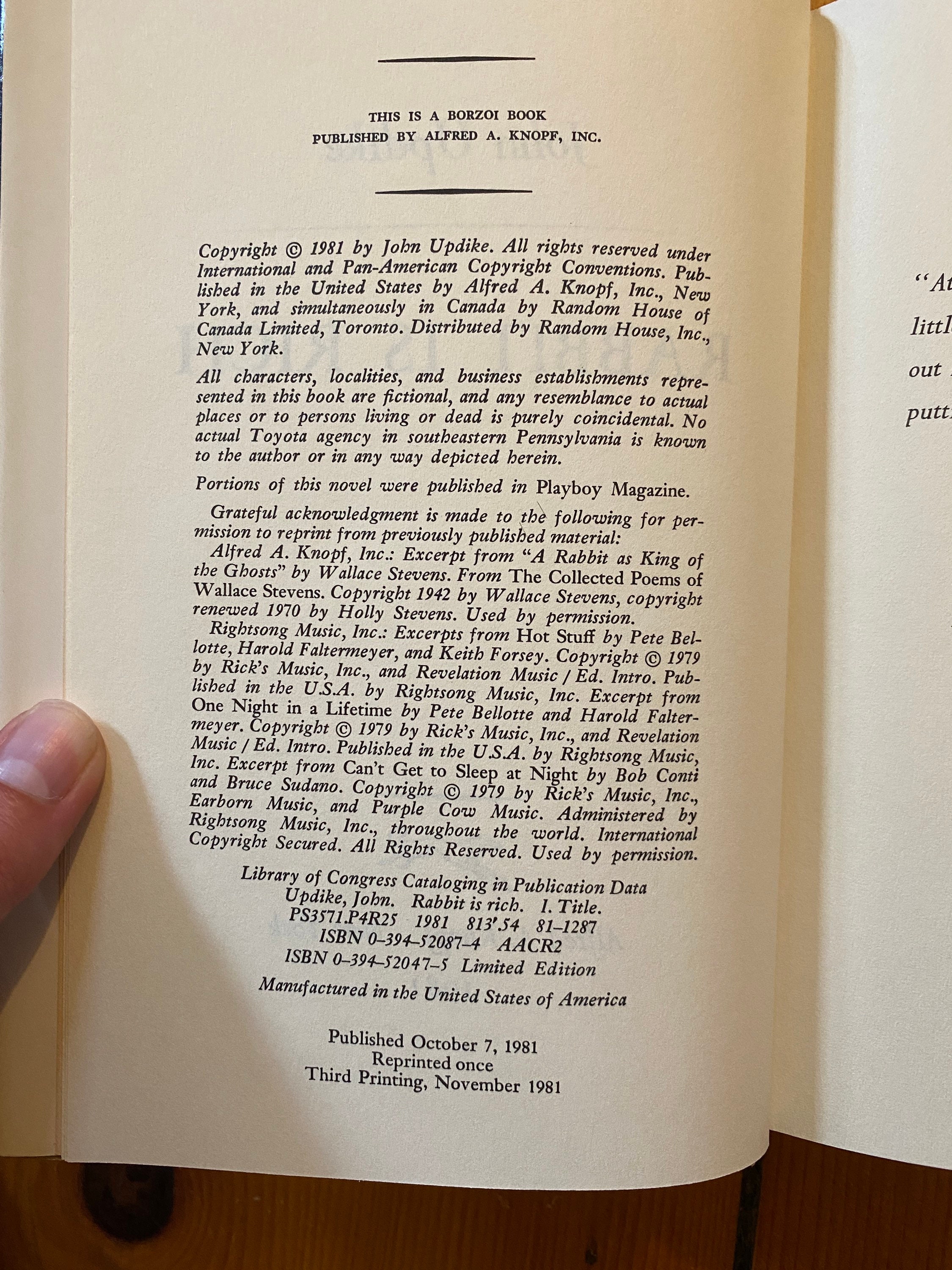 Rabbit is Rich - John Updike - Third Printing 1981 - Alfred A. Knopf ...