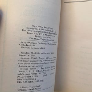 Rasco and the Rats of NIMH by Jane Leslie Conly - Harper Trophy 1988 - Etsy