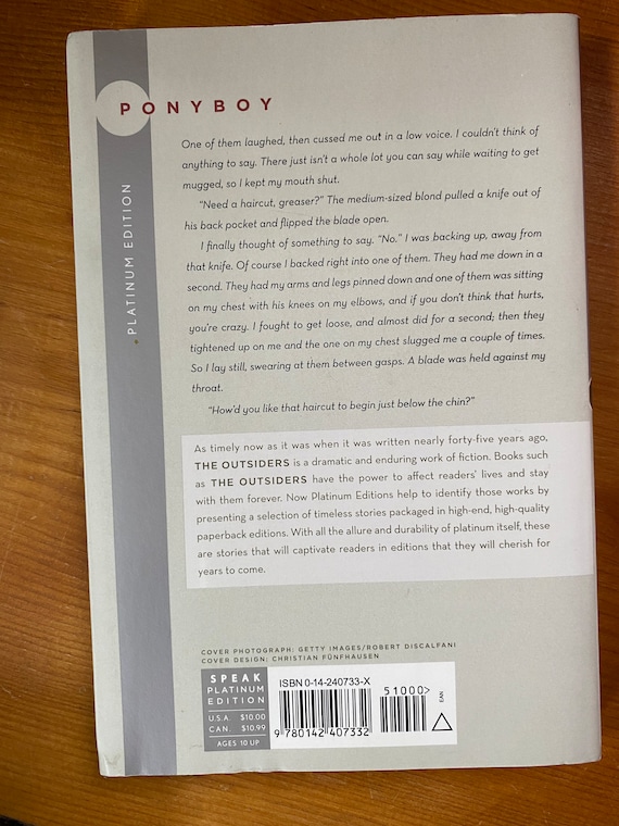 The Outsiders Book Cover Platinum Edition