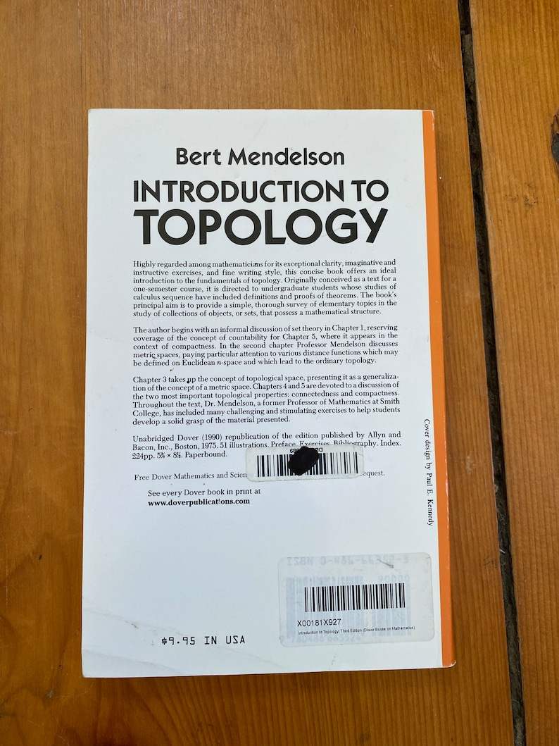 Introduction to Topology by Bert Mendelson Third Edition - Etsy