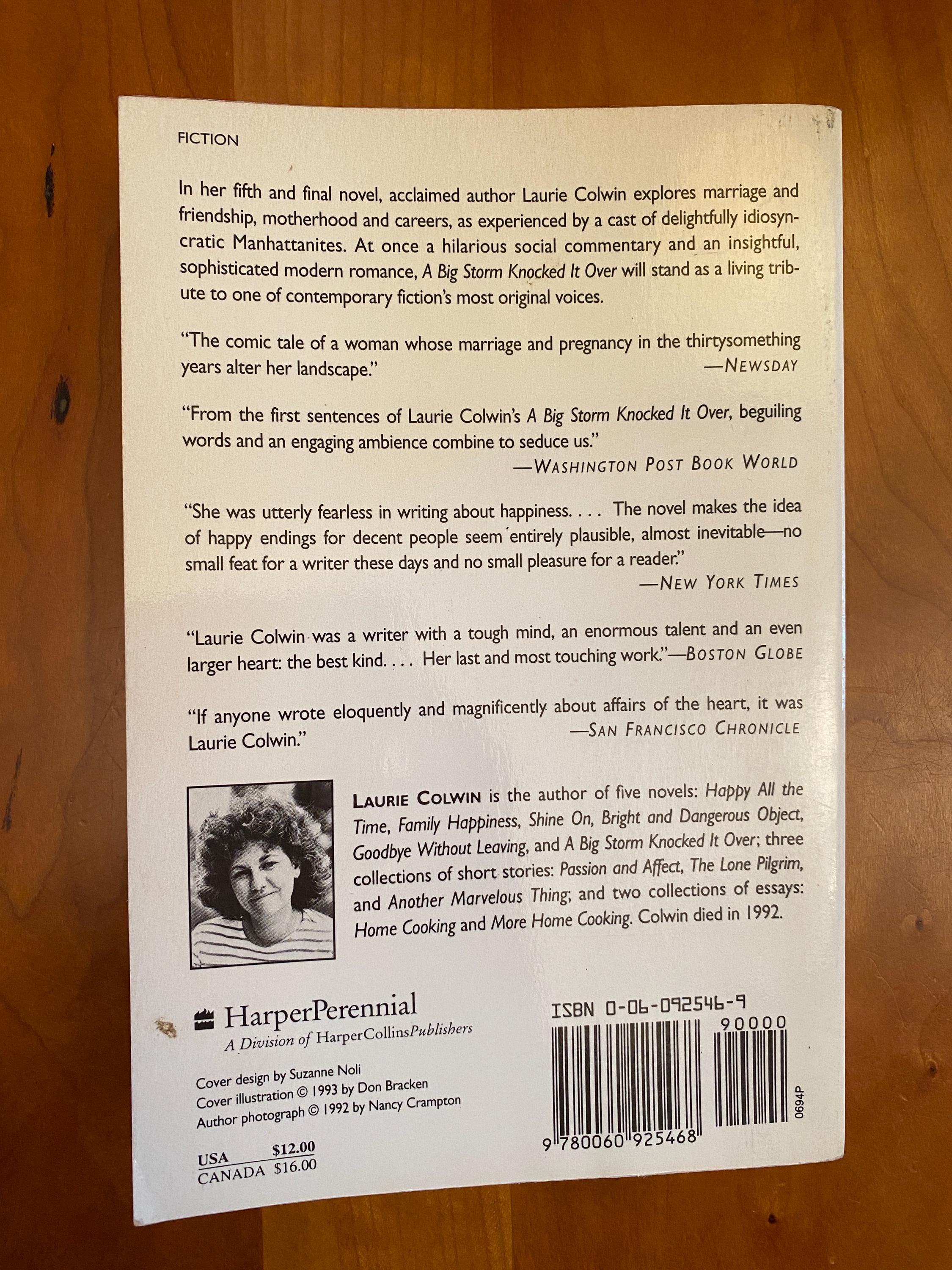 A Big Storm Knocked It Over by Laurie Colwin - 1993 Harper Perennial ...