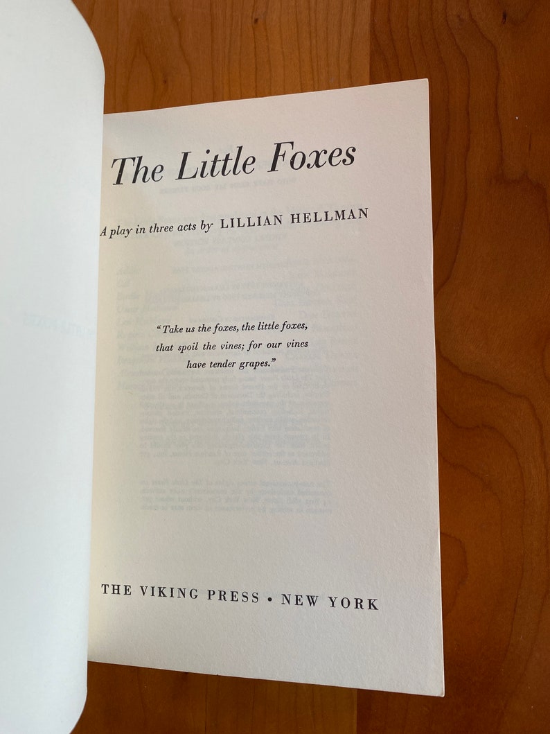 The Little Foxes by Lillian Hellman - Viking Compass 1968 - Etsy