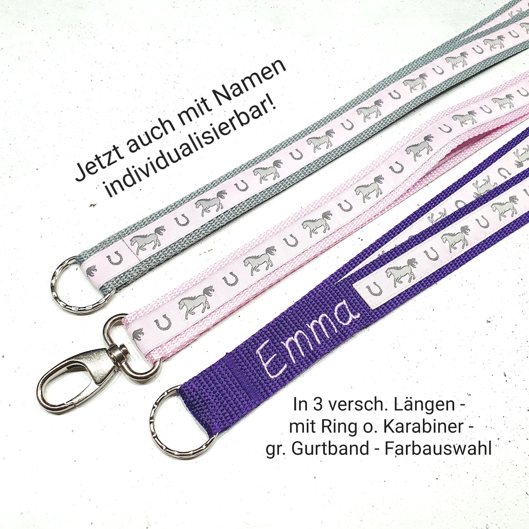 Long Lanyard Horse Horseshoe in Pink in 3 Lengths, With Ring or ...