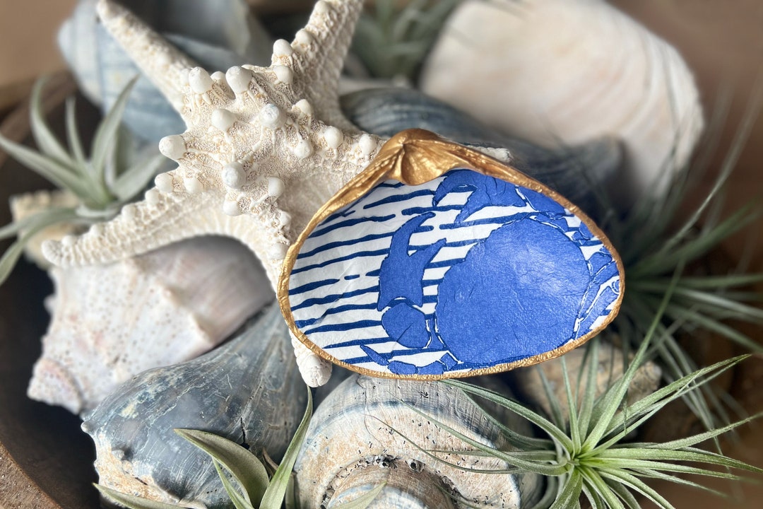 Decoupage Sea Shell, Blue Crab - Etsy