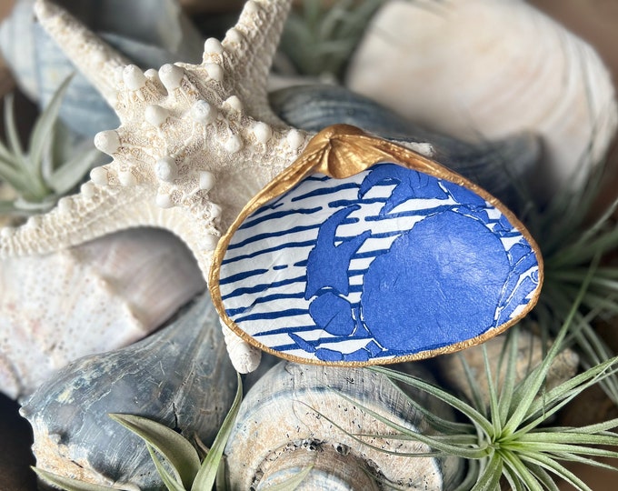 Decoupage Sea Shell, Blue Crab - Etsy