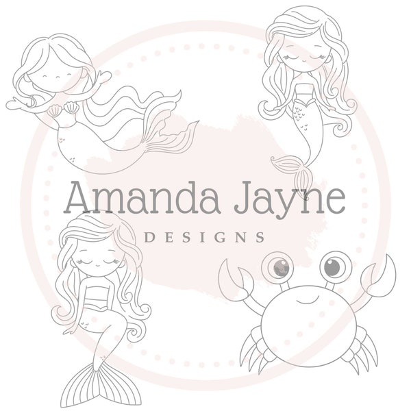 Mermaid Digi Stamp - Etsy