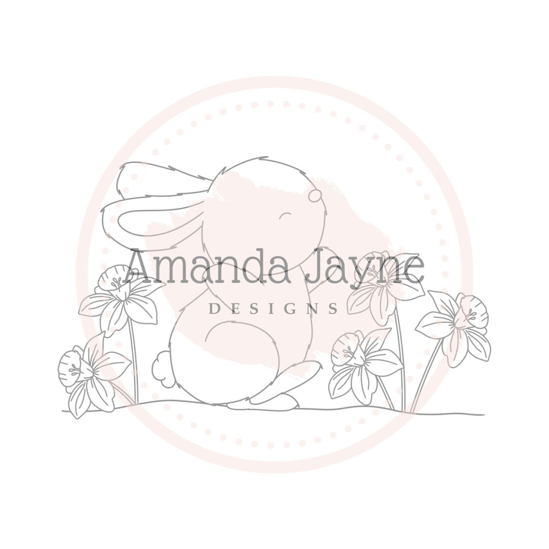 Amanda Jayne Designs Digital Stamp Spring Bunny, JPEG, Floral, Easter, Mothers Day - Etsy