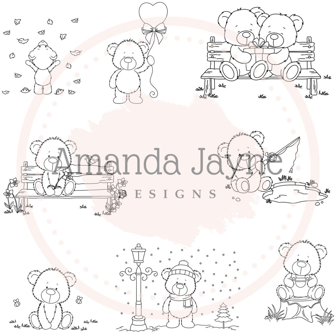 26 Bear Digital Stamp Bundle | PNG | Instant Download for Crafts ...