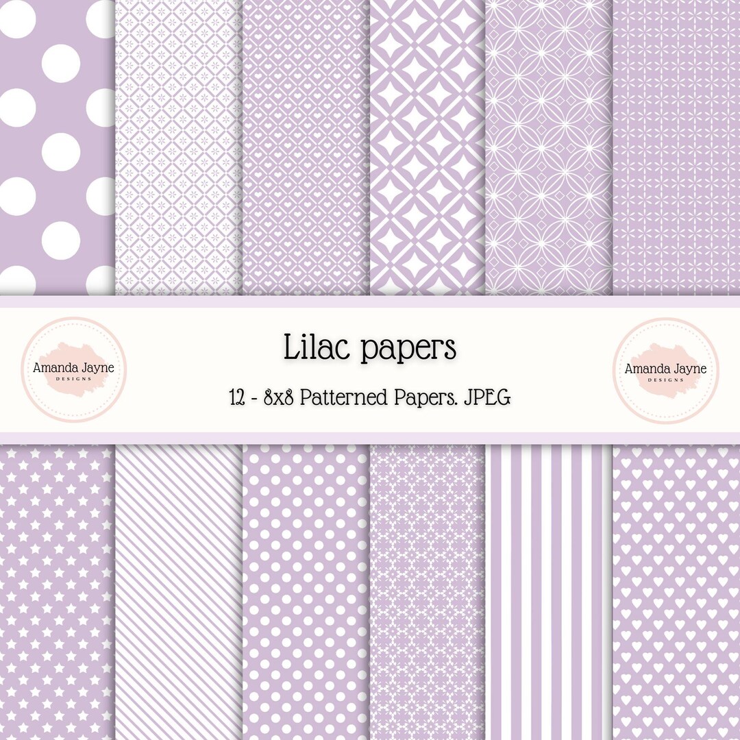 Lilac Papers Digital Paper Pack, Jpegs, Scrapbooking Papers, Card ...