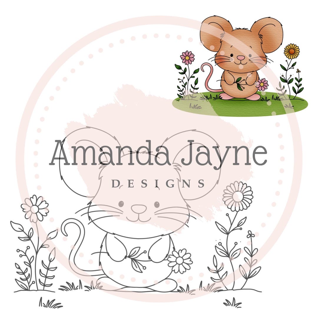 Summer Mouse Digital Stamp, Digi Stamp, Clipart, Printable, Birthday ...