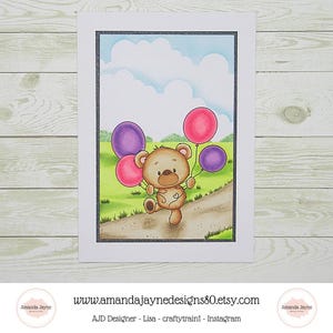Balloon Bear Digital Stamp, Digi Stamp, Clipart, Printable, Spring ...