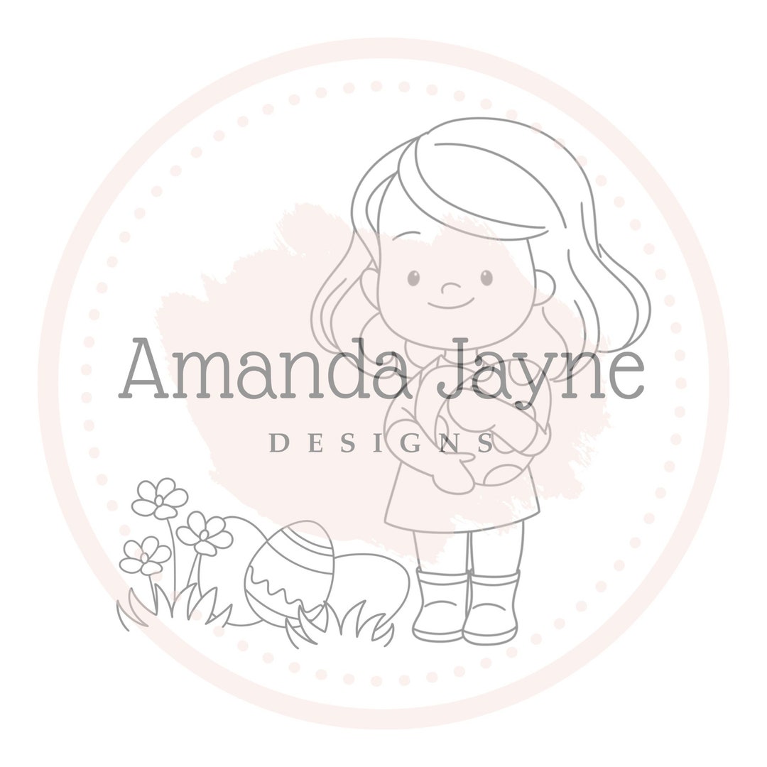 Easter Girl Digital Stamp, Easter Digital Stamp for Cardmaking, Digital ...