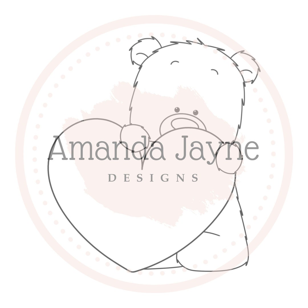 A Big Heart Digital Stamp, Digi Stamp, Amanda Jayne Designs - Etsy