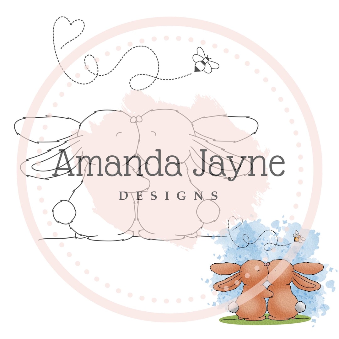 Bee Mine Bunnies Digital Stamp, Digi Stamp, Printable, Clipart, Love ...