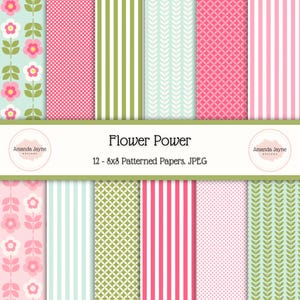 Flower Power Digital Paper Pack | 12 Scrapbooking Backgrounds | Instant ...