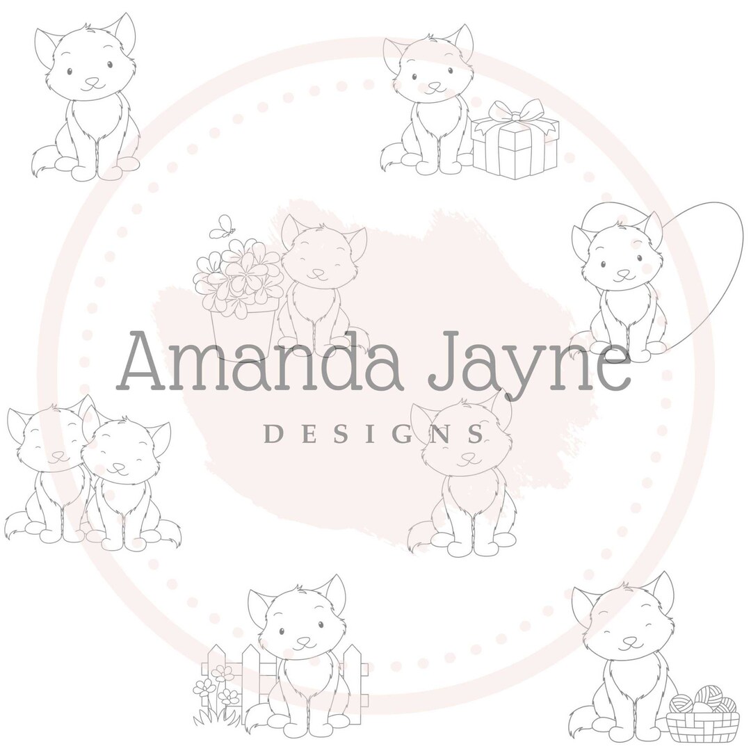 Cat Collection 8 Digital Stamps Amanda Jayne Designs - Etsy