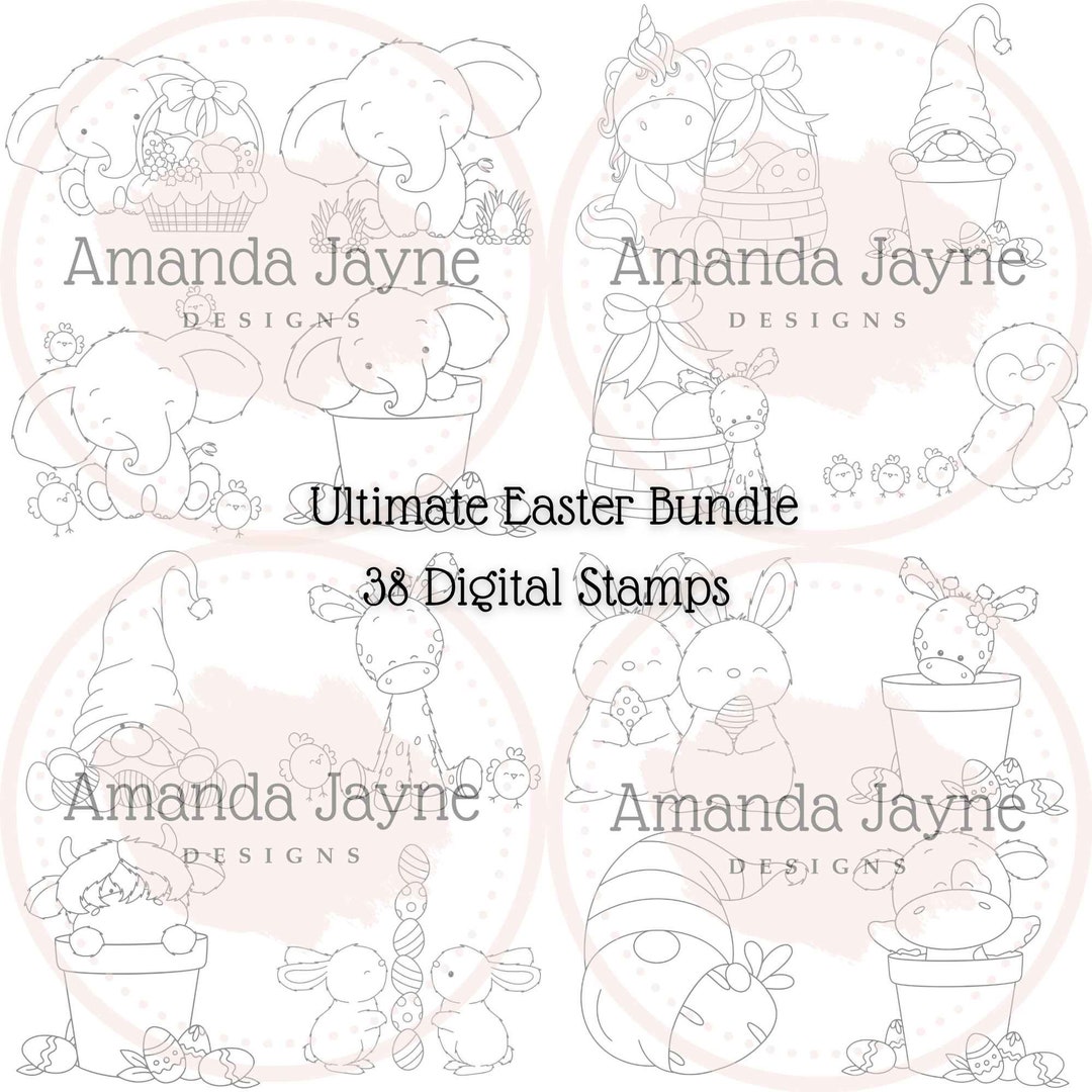 Ultimate Easter Bundle 38 Digital Stamps Amanda Jayne Designs Digi - Etsy