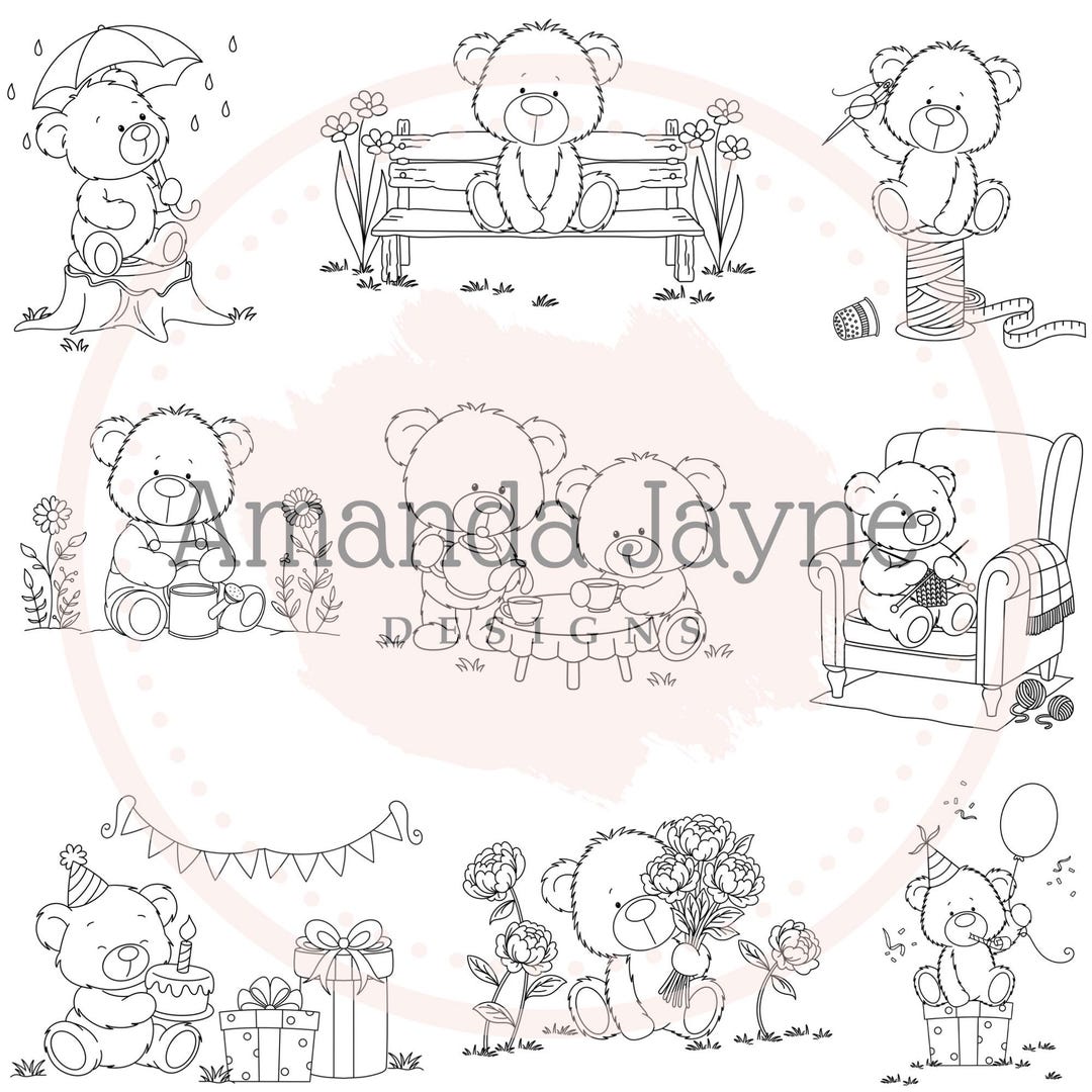 26 Bear Digital Stamp Bundle | PNG | Instant Download for Crafts ...