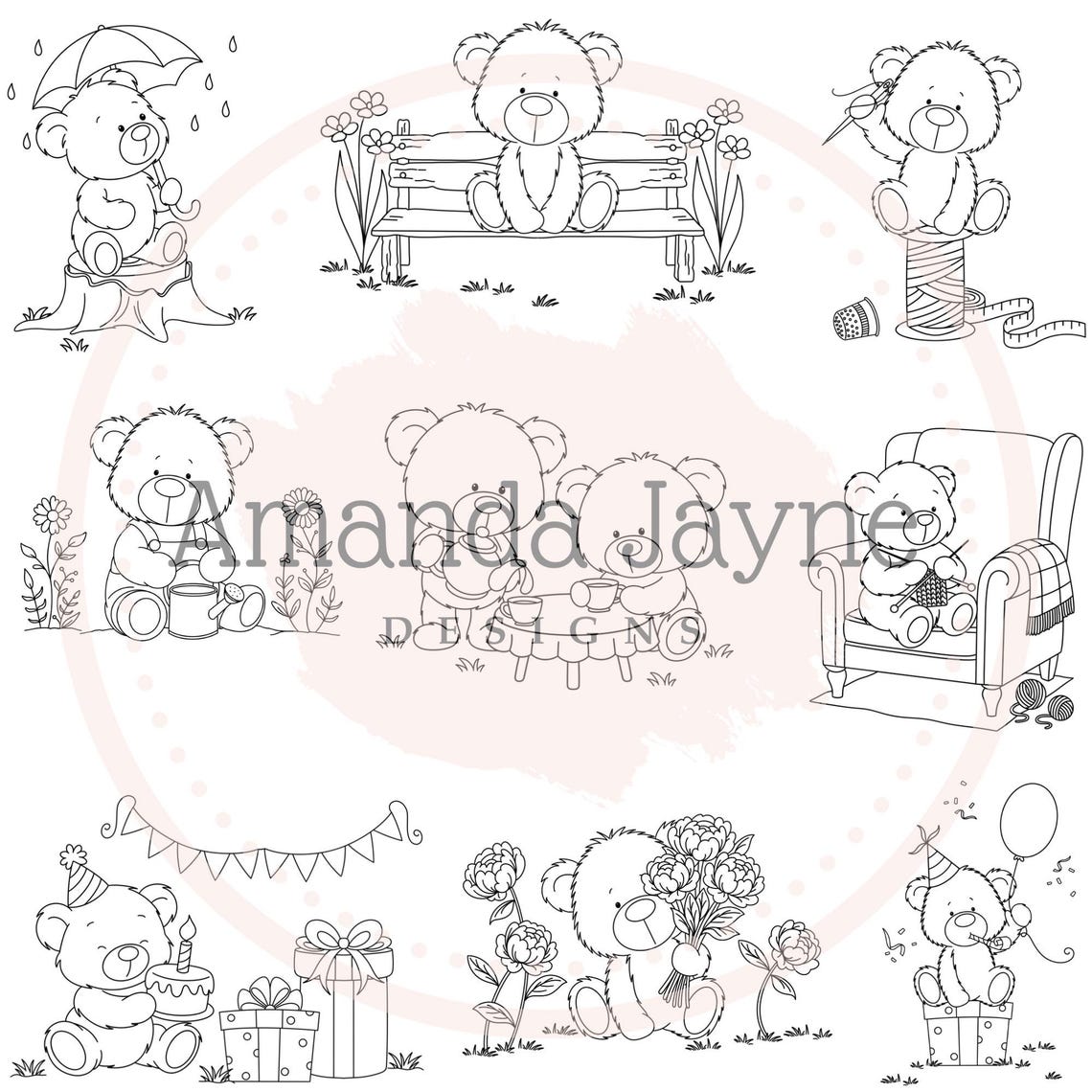 26 Bear Digital Stamp Bundle | PNG | Instant Download for Crafts ...