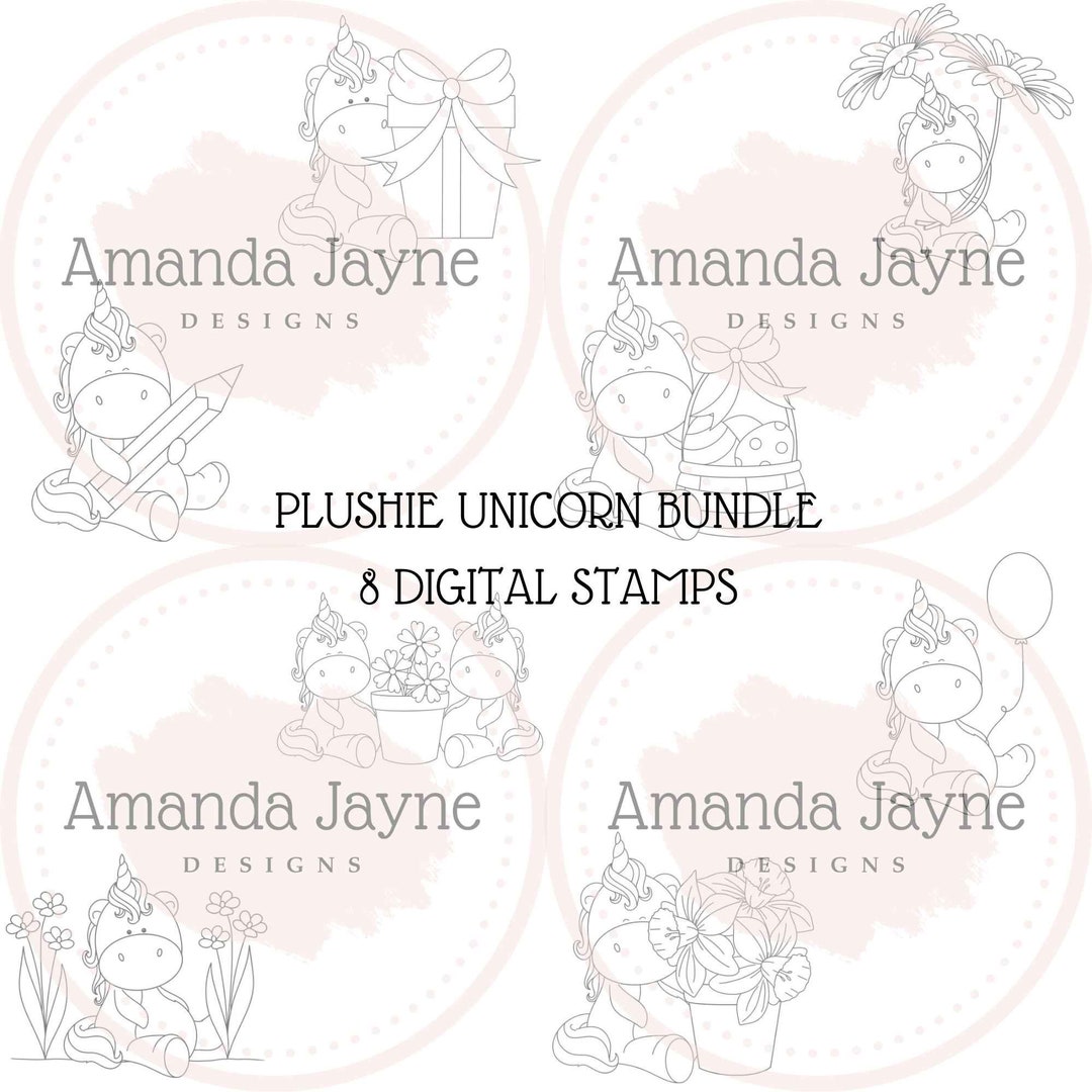 Unicorn Digi Stamp Bundle, Digital Stamp, Birthday Digi, Amanda Jayne ...