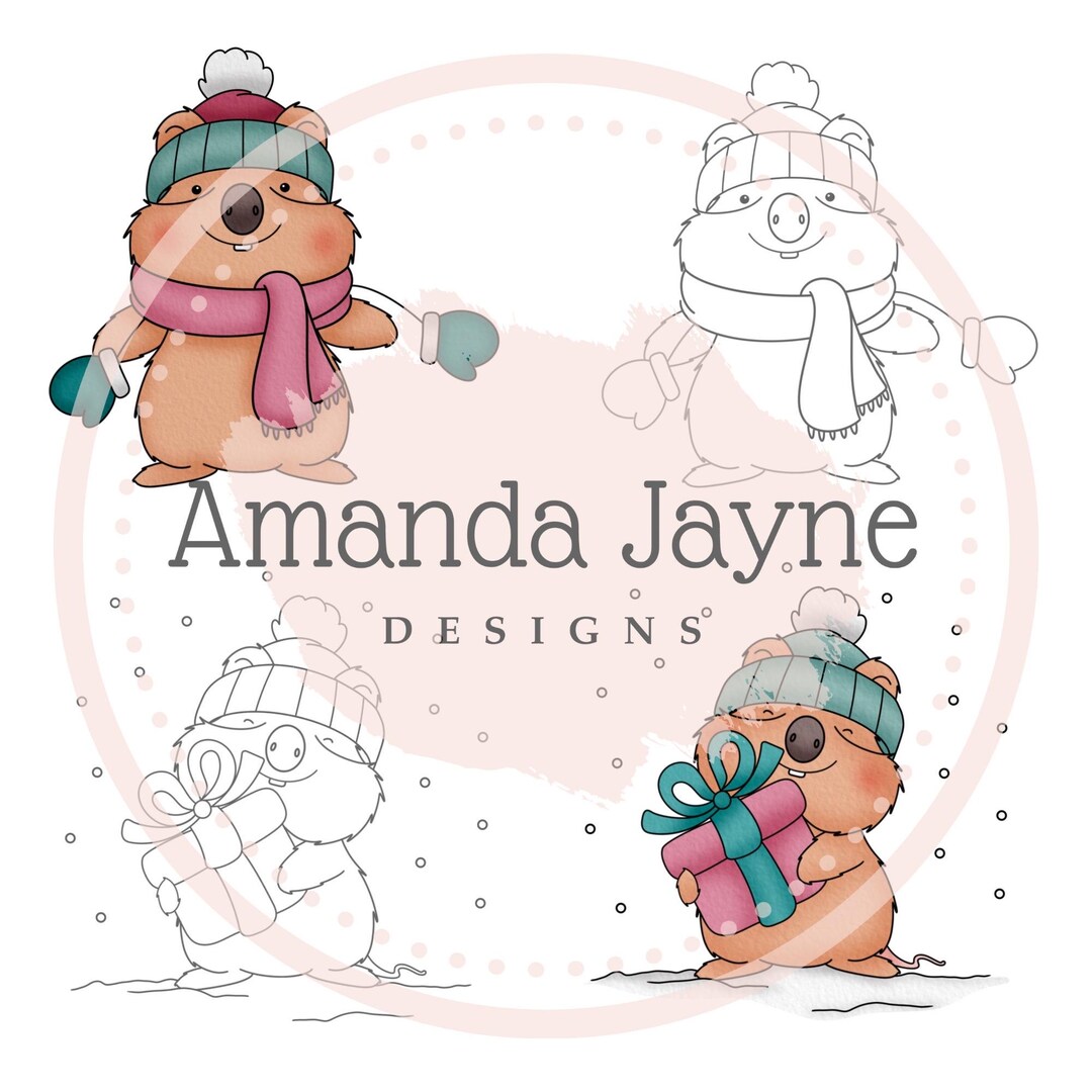 Winter Quokka’s Digital Stamp Set -amanda Jayne Designs - Etsy