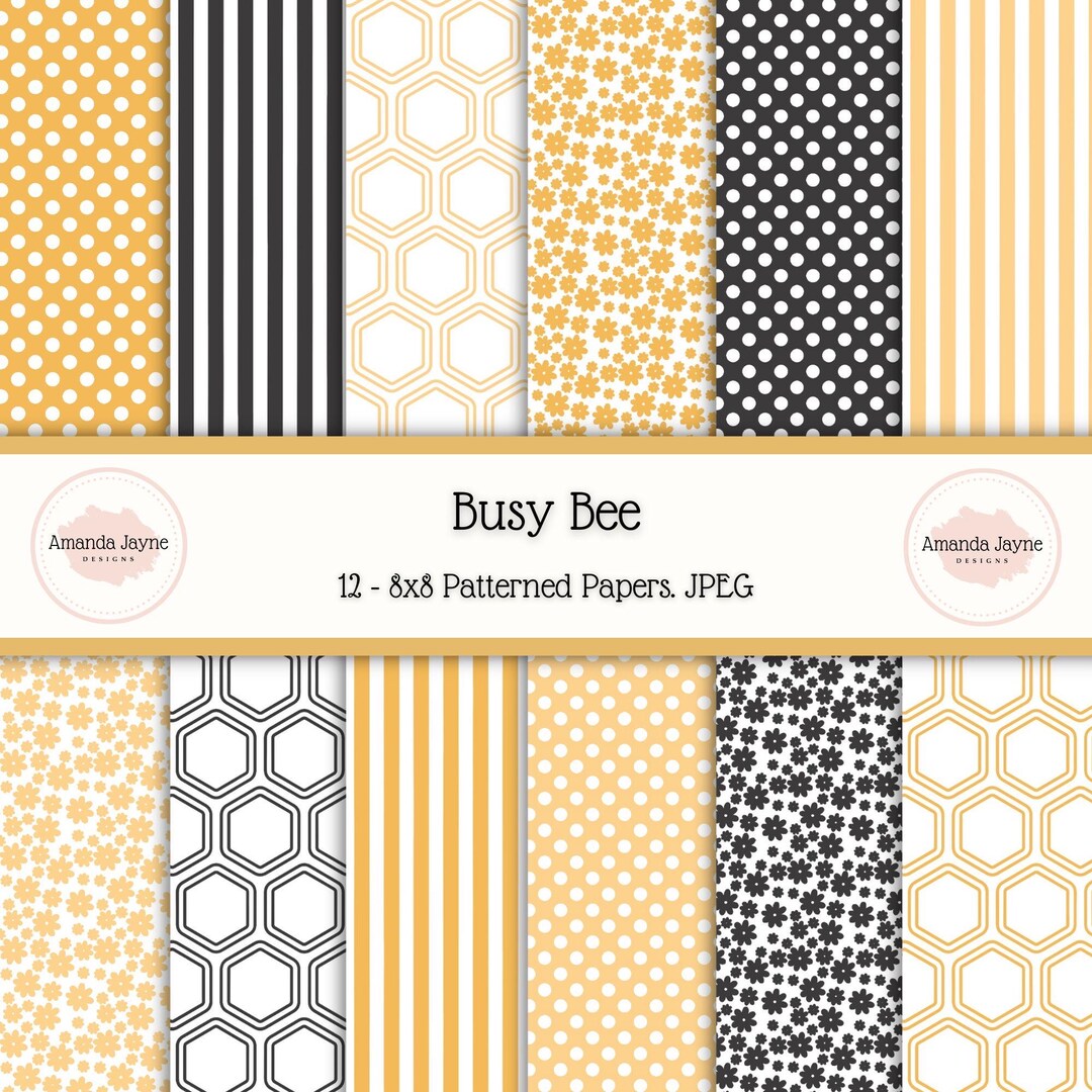 Busy Bee Digital Paper Pack | 12 Honeycomb & Bee-themed Scrapbooking ...