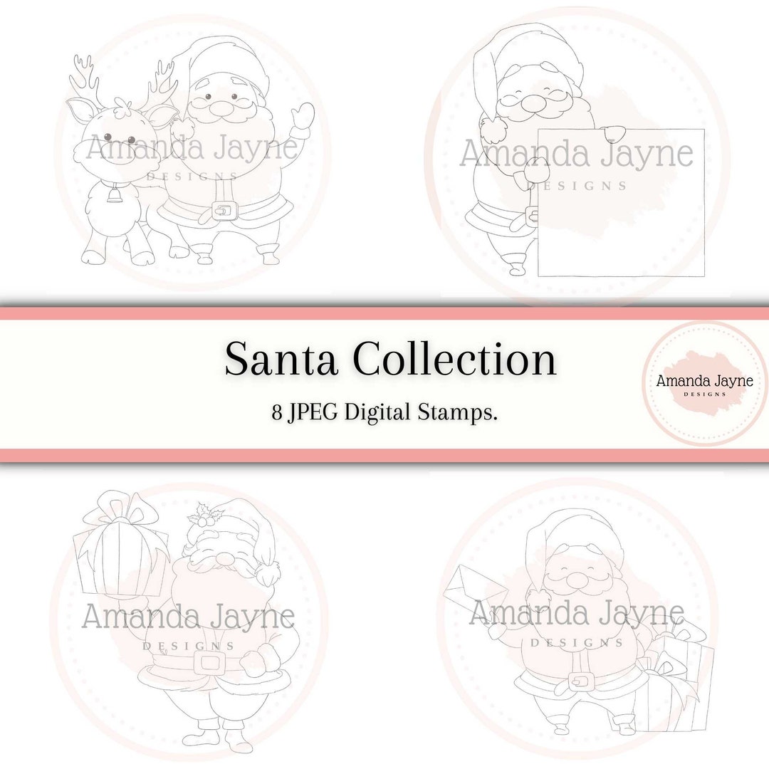 Santa Collection 8 Digital Stamp Set Amanda Jayne Designs, Digi ...