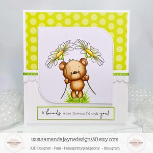 Daisy Bear Digital Stamp, Digi Stamp, Clipart, Printable, Spring,floral ...