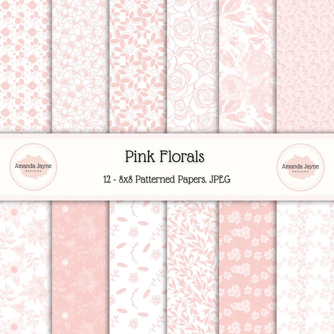 Pink Floral Digital Paper Pack, Jpegs, Scrapbooking Papers, Card Making ...